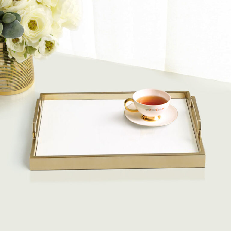 Golden Tea Tray Rectangle Decorative Tray - Teasetbox.com