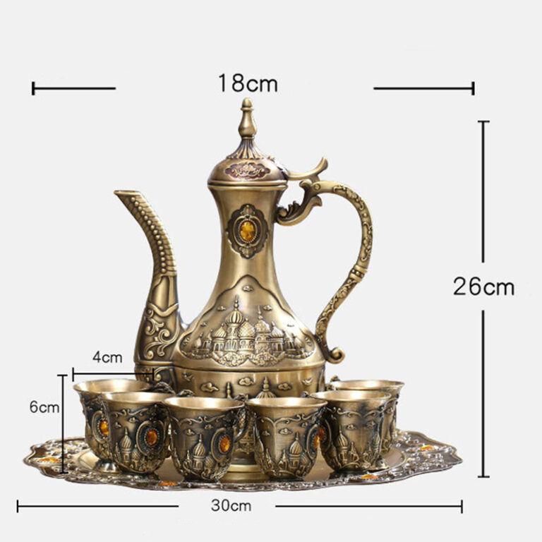 Vintage Turkish Tea Set with Tray Metal Teapot Set - Teasetbox.com